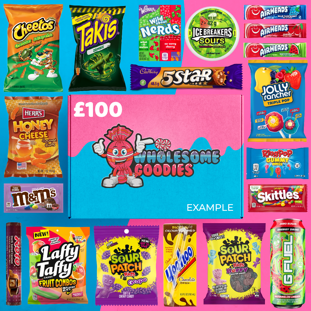 £100 GOODIES BUNDLE WITH DRINKS CRISPS SWEETS & CHOCOLATE
